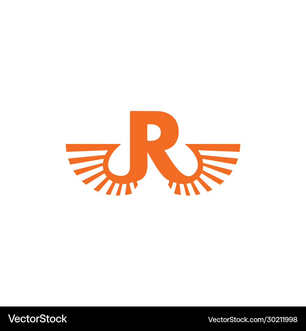 Letter r wings simple curves logo Royalty Free Vector Image