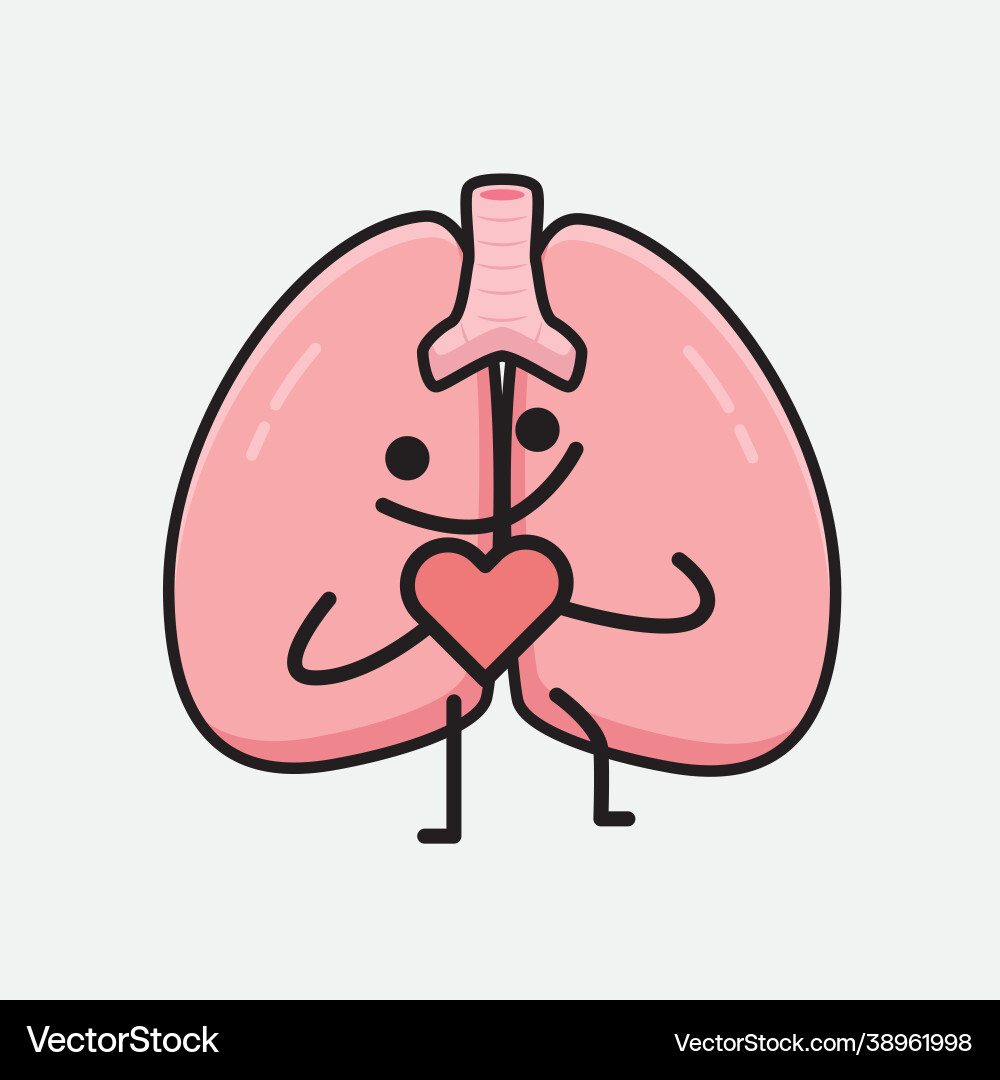 Lungs character with cute face and simple body Vector Image