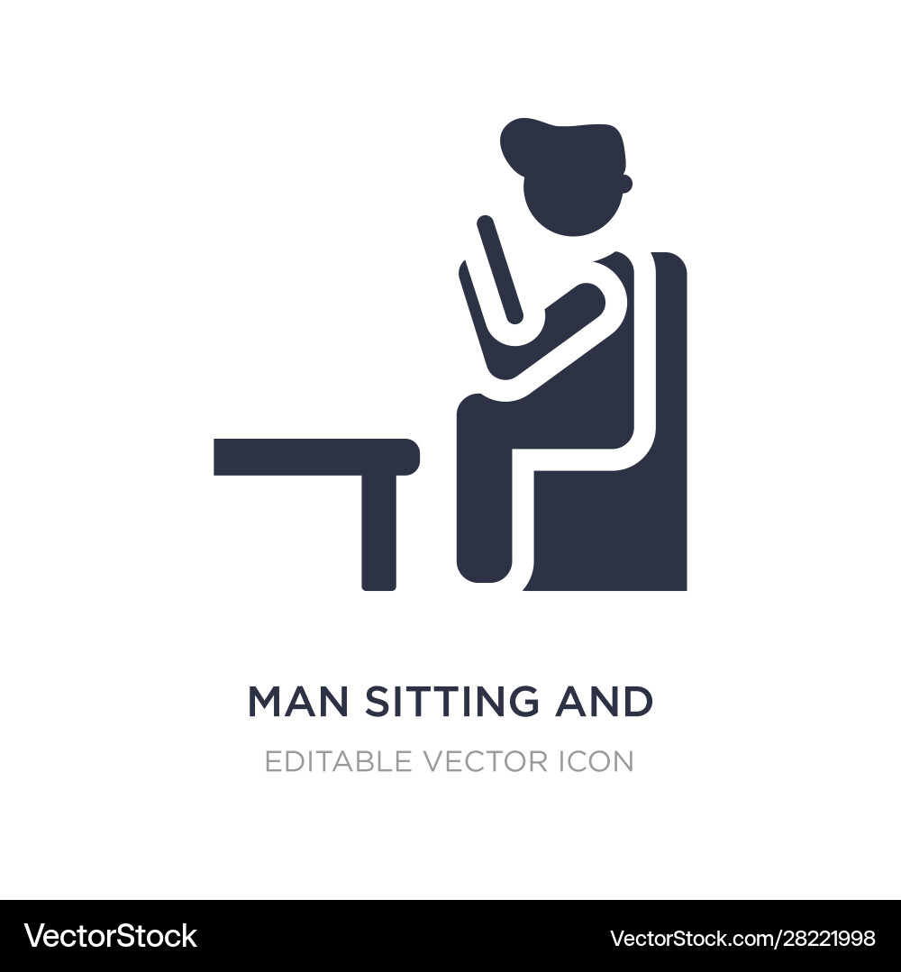 Man sitting and reading book icon on white Vector Image