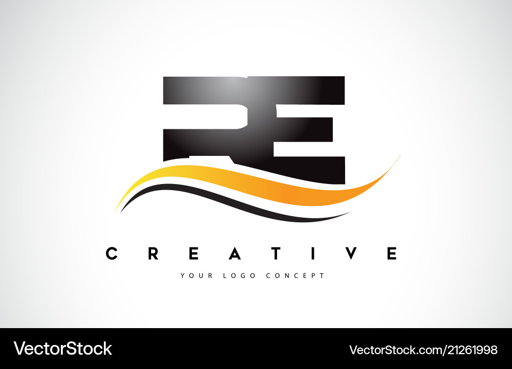 Re r e swoosh letter logo design with modern Vector Image