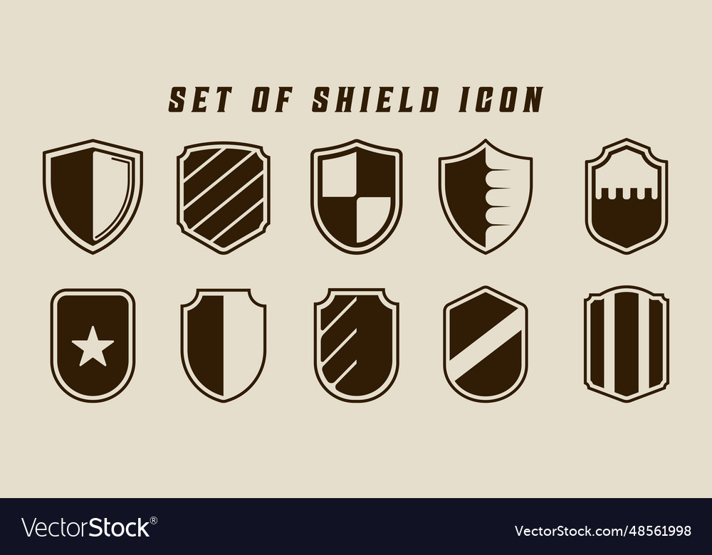 Set of isolated shield icon template graphic Vector Image