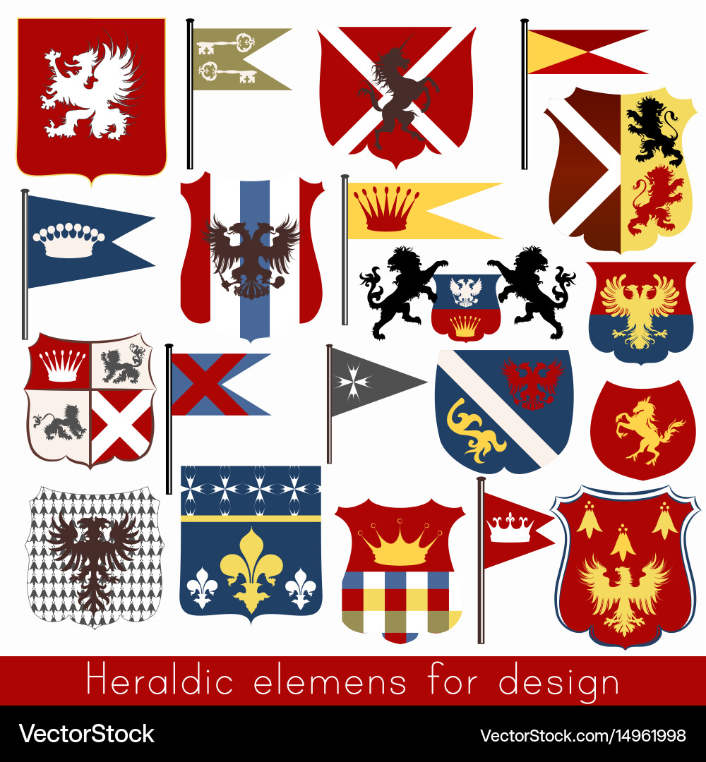 Set of vintage heraldic elements for design Vector Image