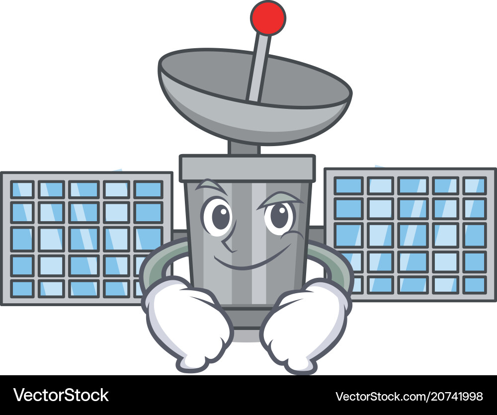 Smirking satellite character cartoon style Vector Image