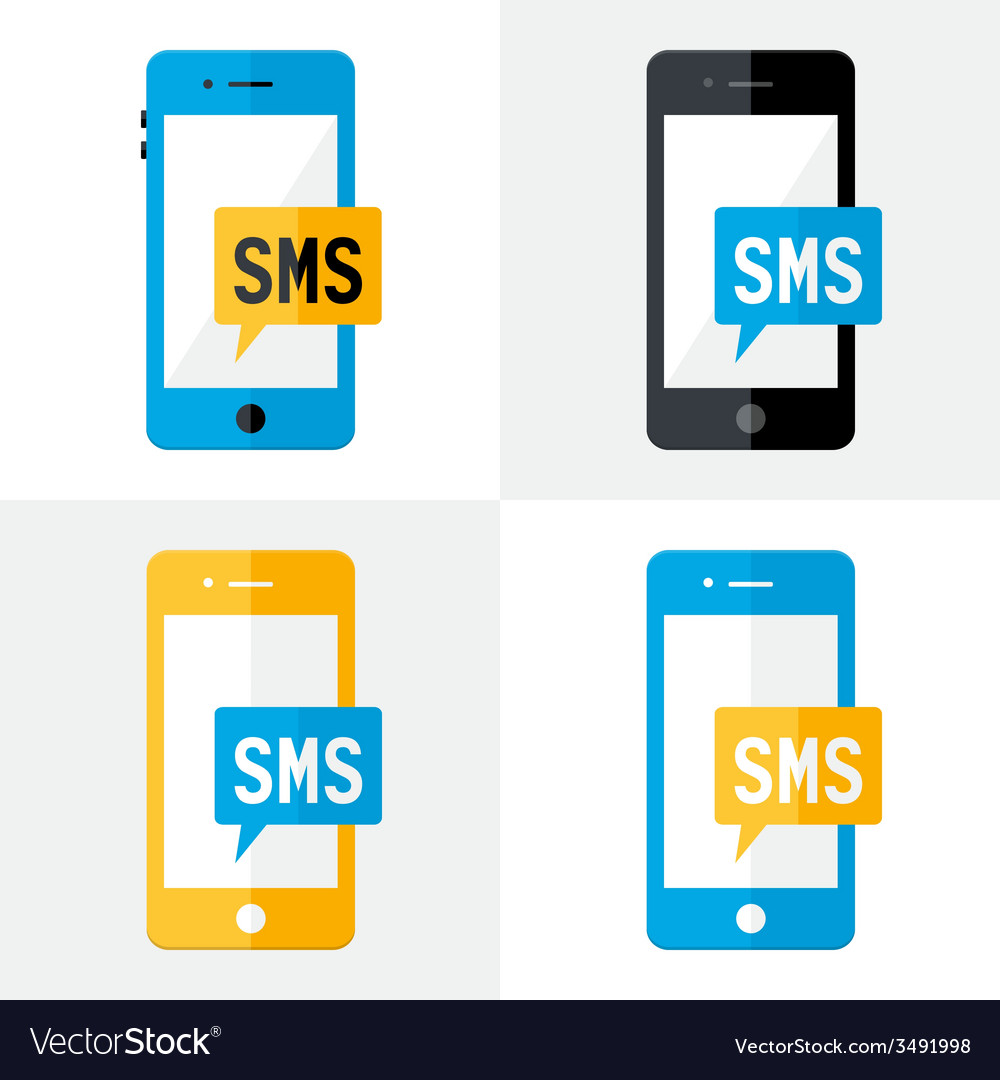 Sms mobile flat set Royalty Free Vector Image - VectorStock