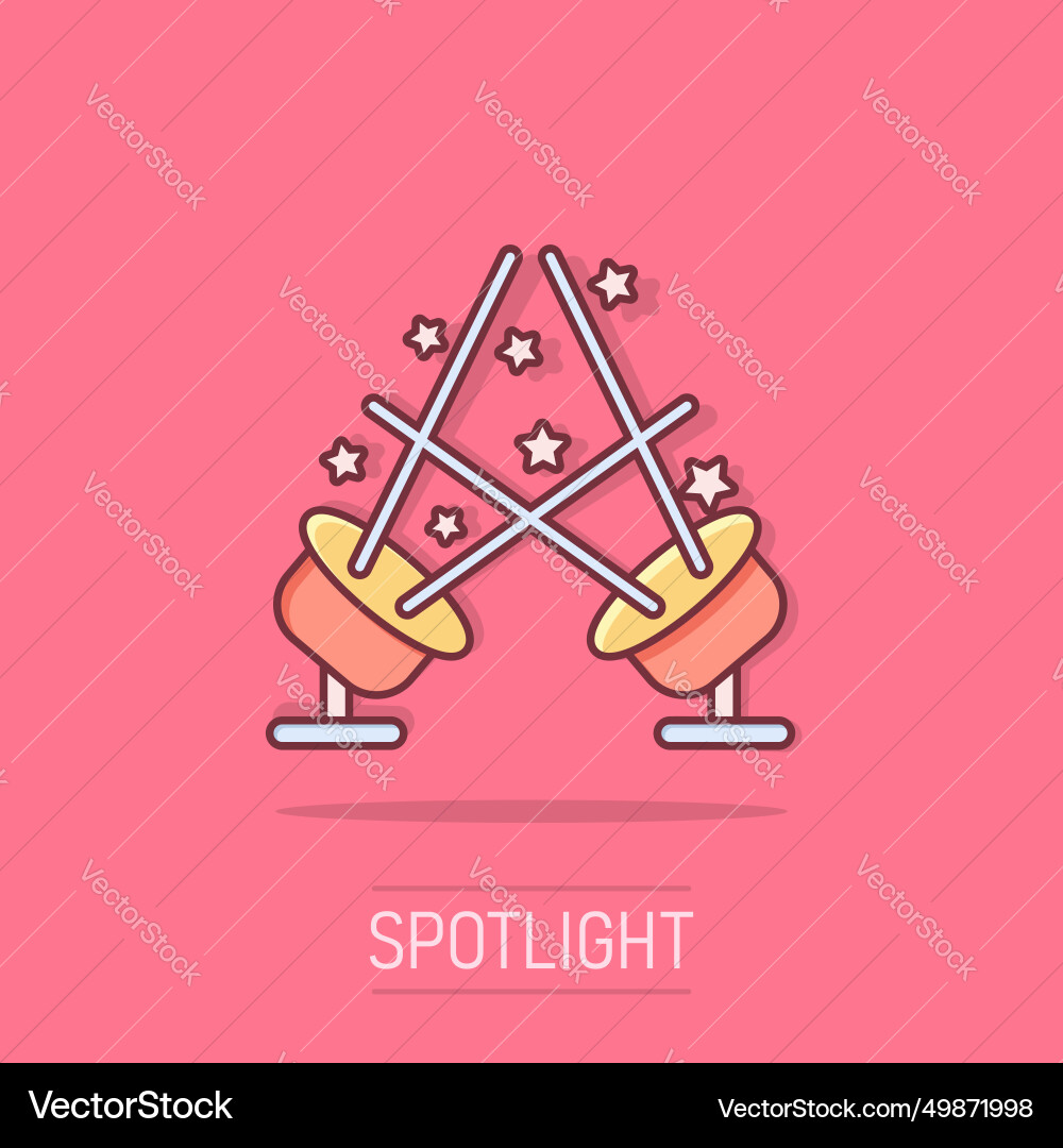 Spotlight icon in comic style lamp cartoon Vector Image