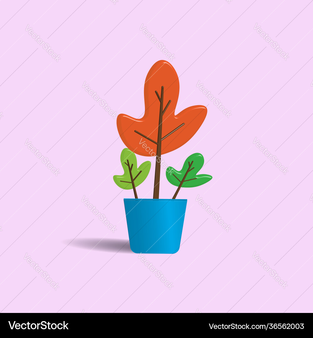 Abstract flower in a blue pot isolated on pastel Vector Image