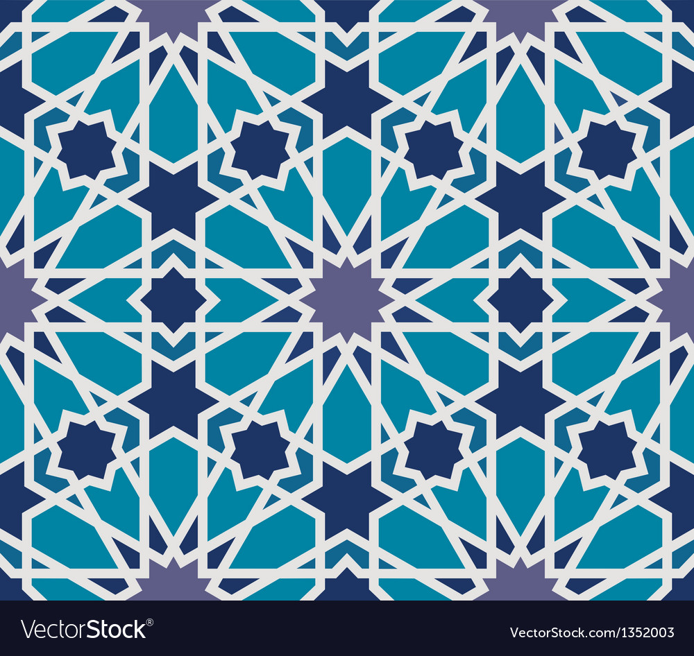 Arabesque seamless pattern in blue and grey Vector Image Arabesque seamless pattern in blue and grey Vector Image