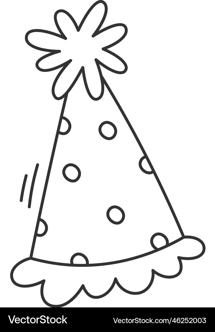 Birthday hat holiday design element in line art Vector Image