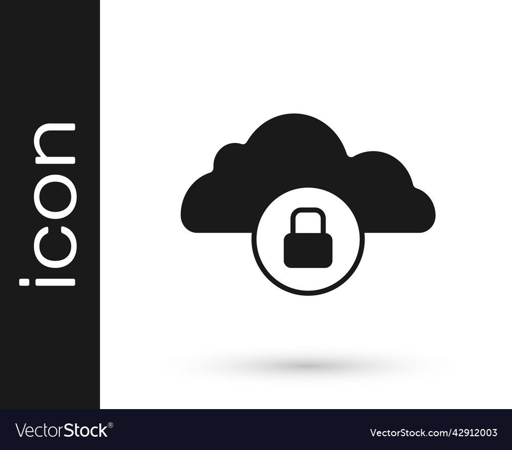 Black Cloud Computing Lock Icon Isolated On White Vector Image