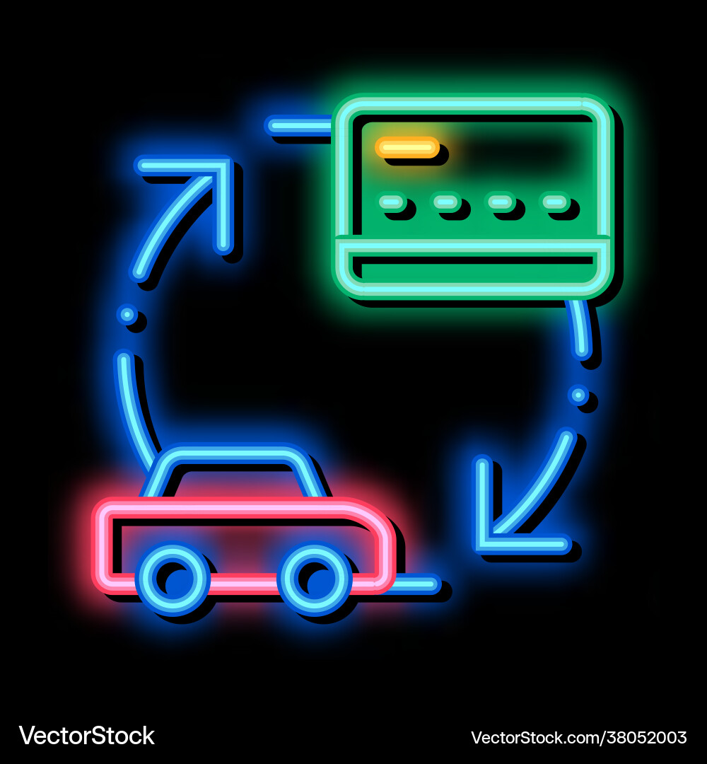 Car credit card neon glow icon Royalty Free Vector Image