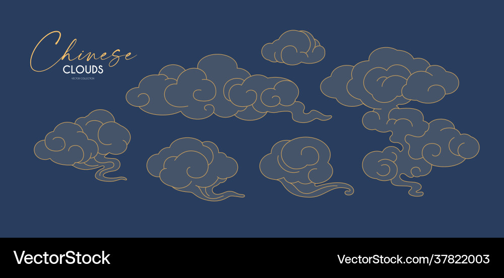 Chinese clouds collection traditional asian Vector Image