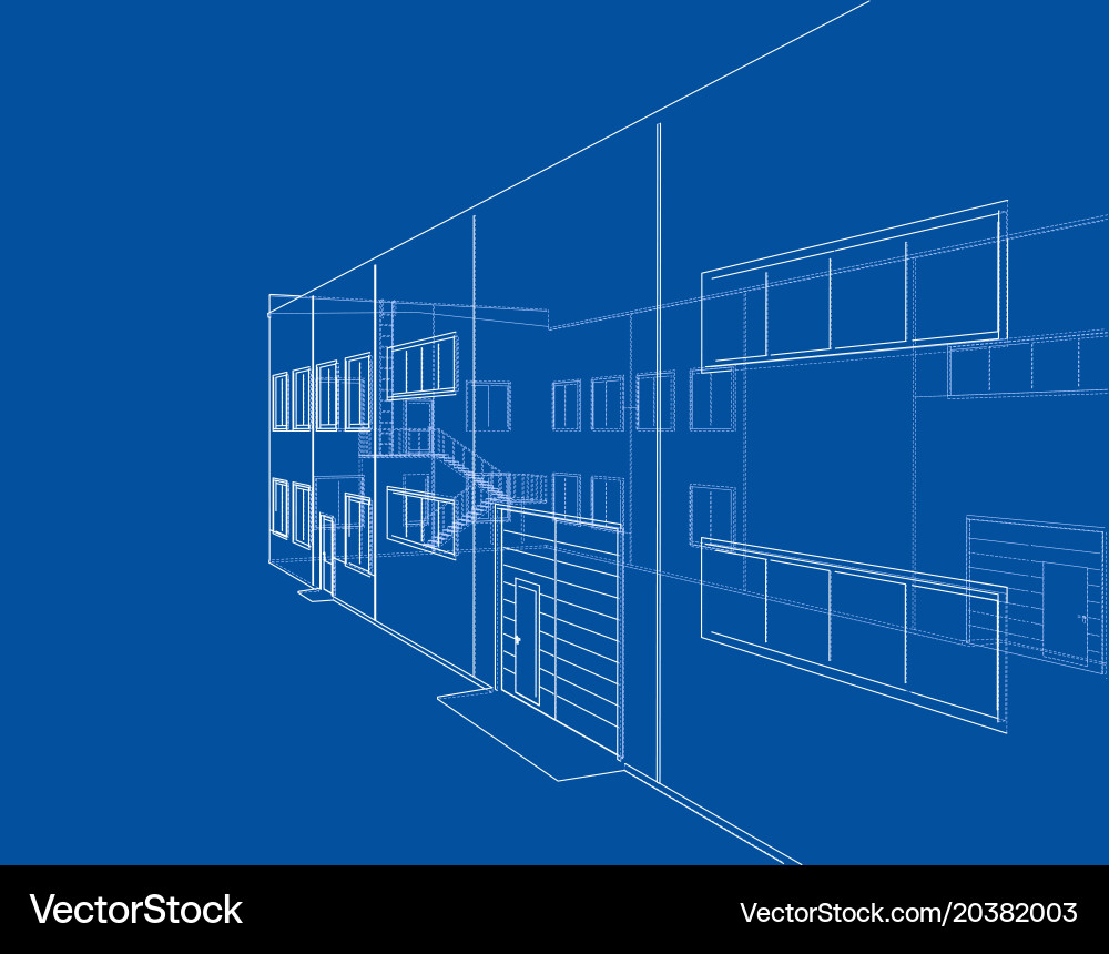 Concept of building rendering of 3d Royalty Free Vector
