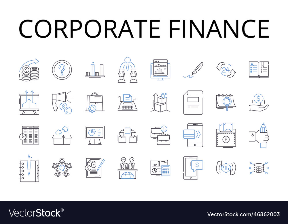 Corporate finance line icons collection business Vector Image