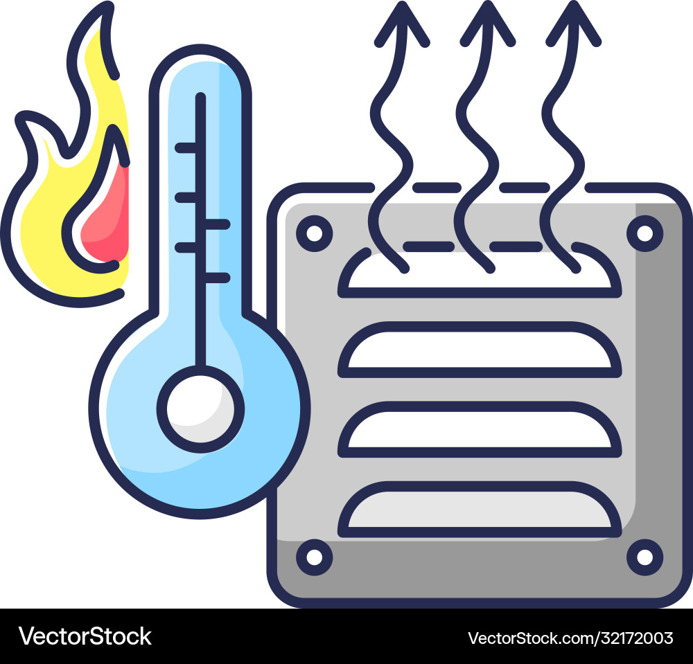 Electric heater rgb color icon Royalty Free Vector Image