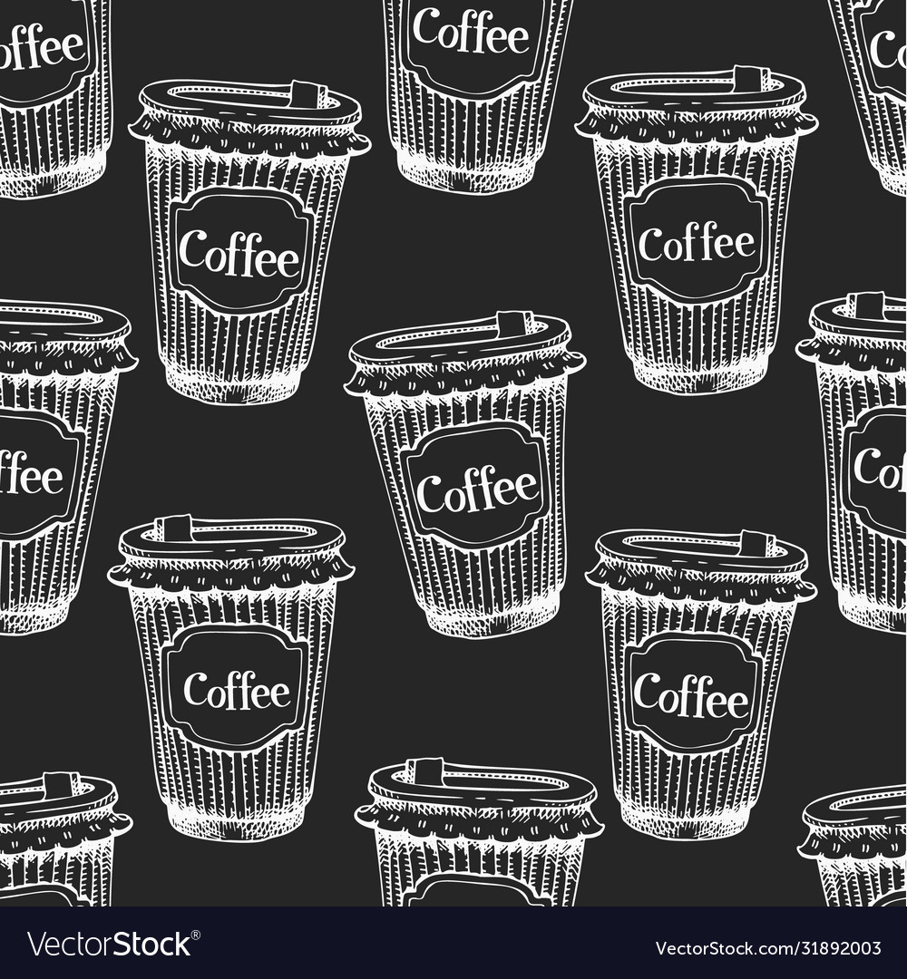 Hand drawn coffee seamless pattern to go Vector Image Hand drawn coffee seamless pattern to go Vector Image
