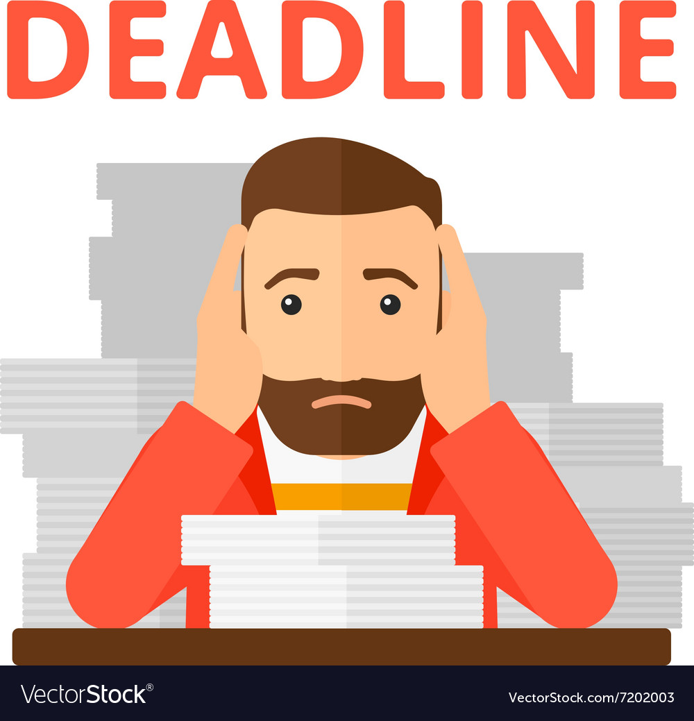 Man having problem with deadline Royalty Free Vector Image