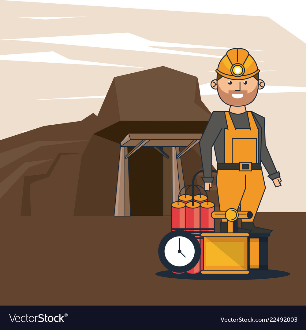 Mining worker cartoon Royalty Free Vector Image