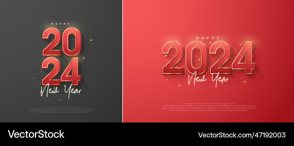 New year number 2024 with red numbers Royalty Free Vector