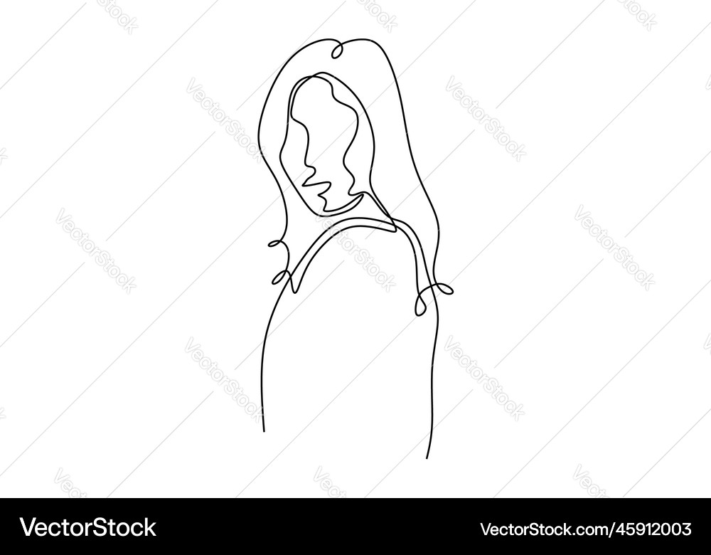 One continuous line of face abstract isolated Vector Image