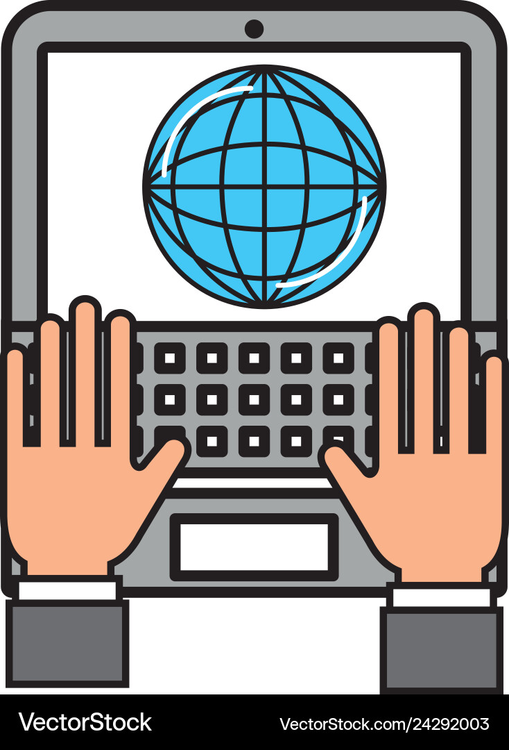 Online Shopping Logistic Hands With Laptop World Vector Image