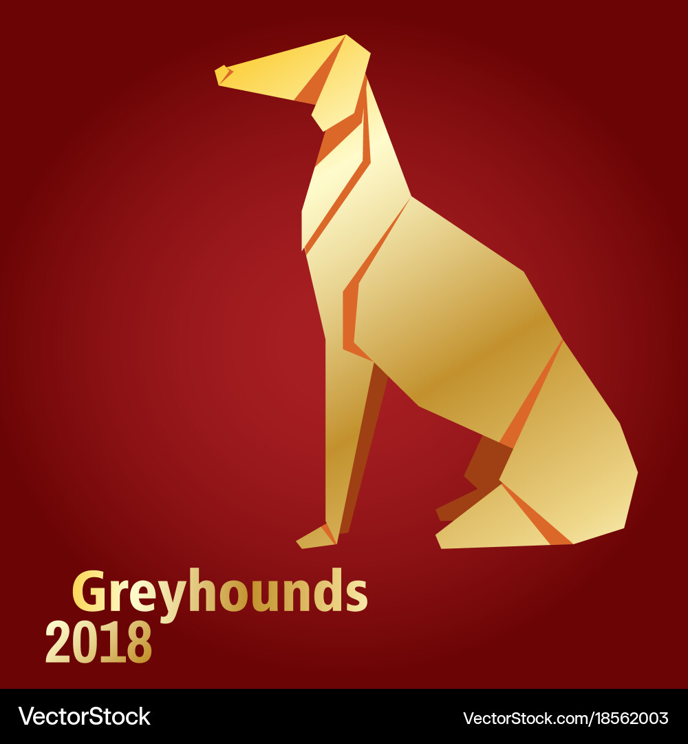 Origami gold dog breed greyhound Royalty Free Vector Image