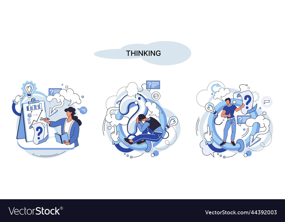 Problem solving concept woman wondering Royalty Free Vector Problem solving concept woman wondering Royalty Free Vector