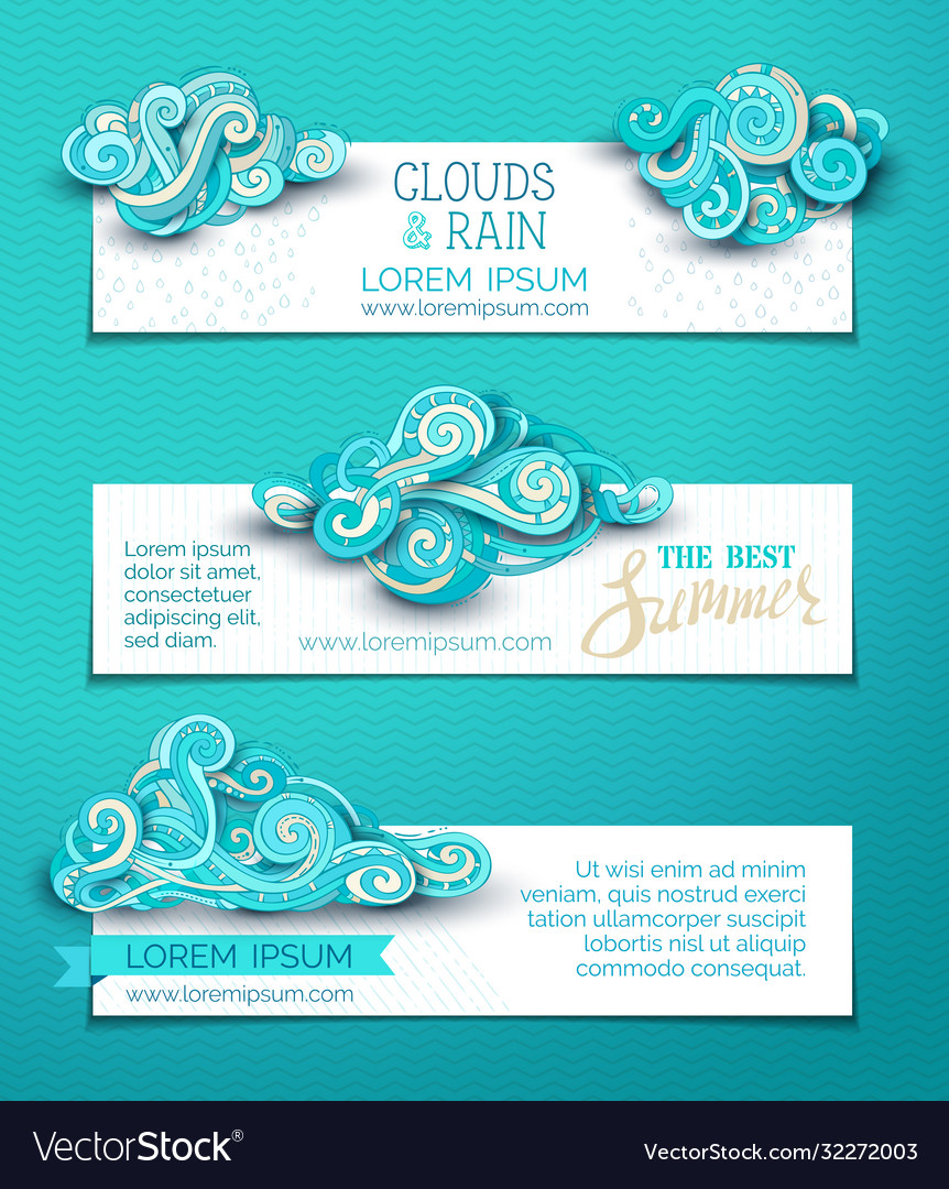 Set cloudy horizontal banners Royalty Free Vector Image