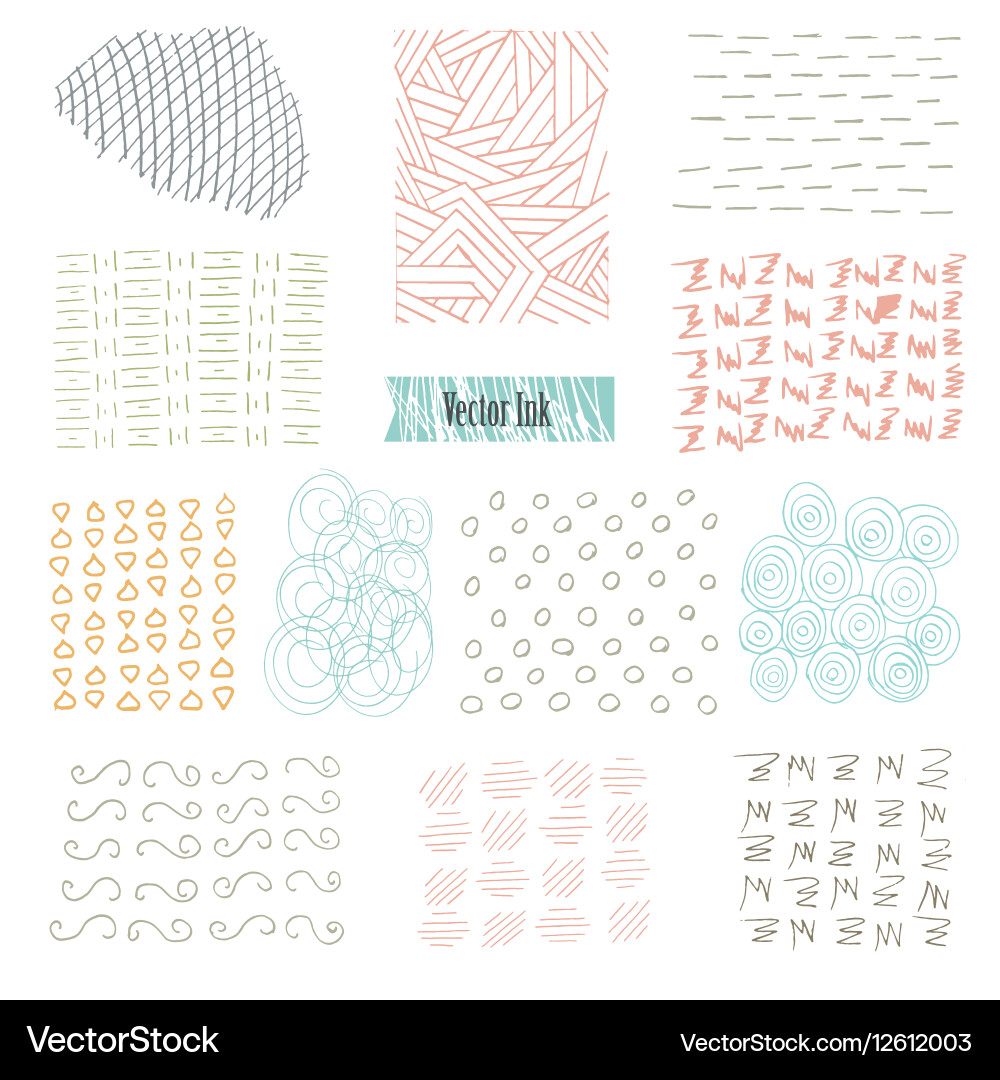 Set of hand drawn marker and ink patterns simple Vector Image