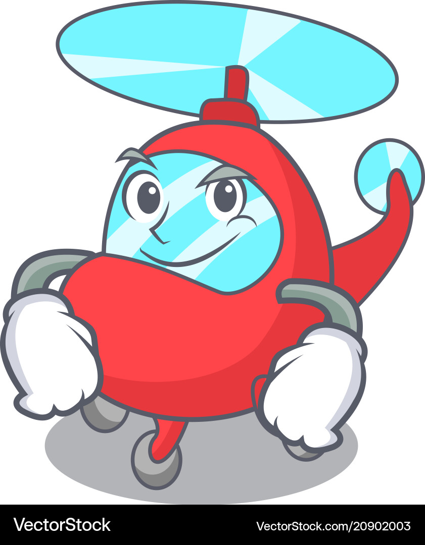 Smirking helicopter character cartoon style Vector Image