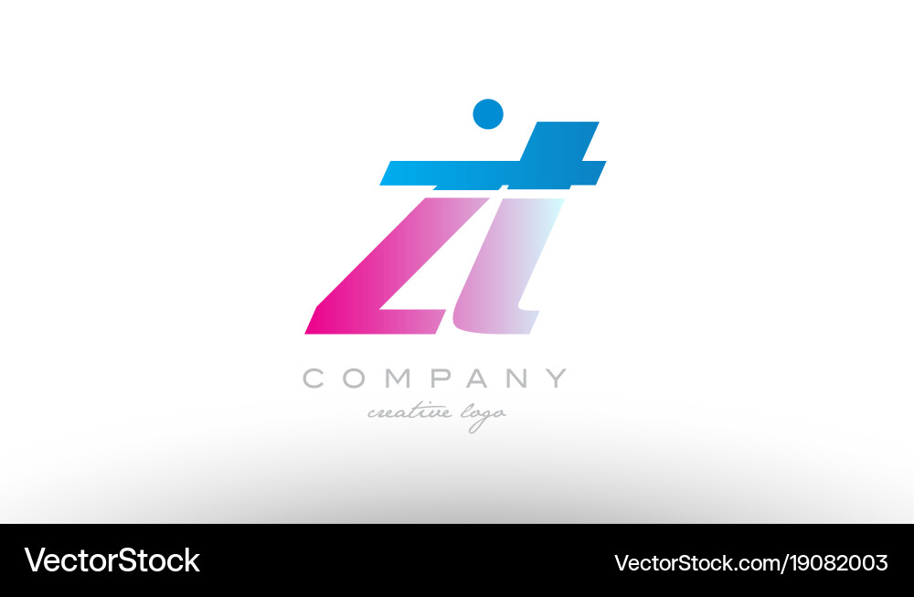 Zt z t alphabet letter combination pink blue bold Vector Image