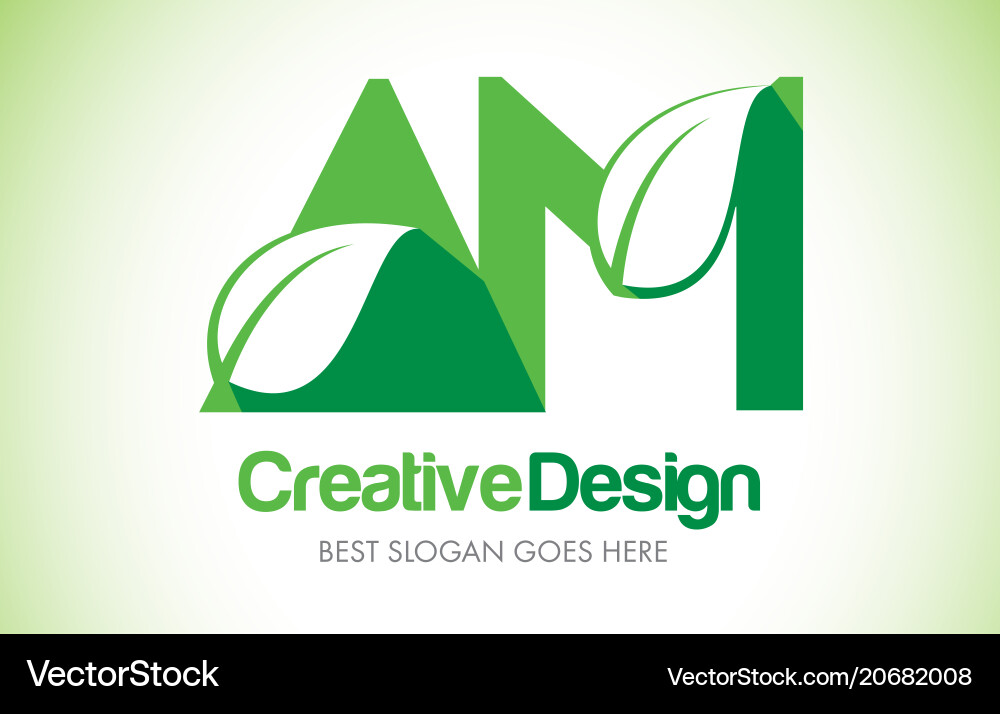 Am green leaf letter design logo eco bio leaf Vector Image