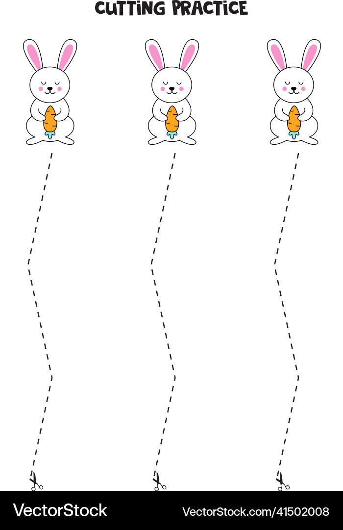 Cutting practice for children with easter bunnies Vector Image