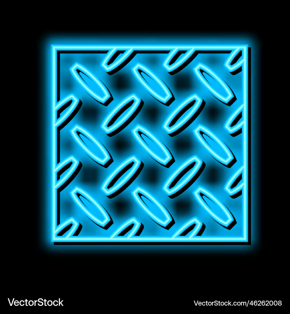 Diamond plate metal neon glow icon Royalty Free Vector Image