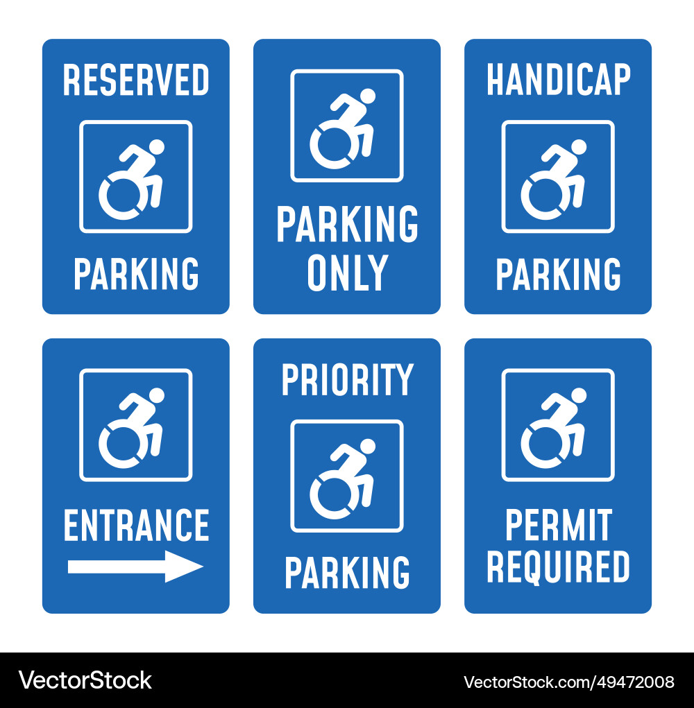 Disabled parking signs with handicapped symbol Vector Image