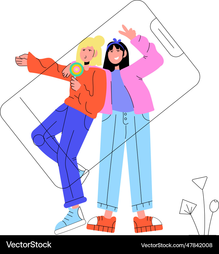 Friends selfie Royalty Free Vector Image - VectorStock