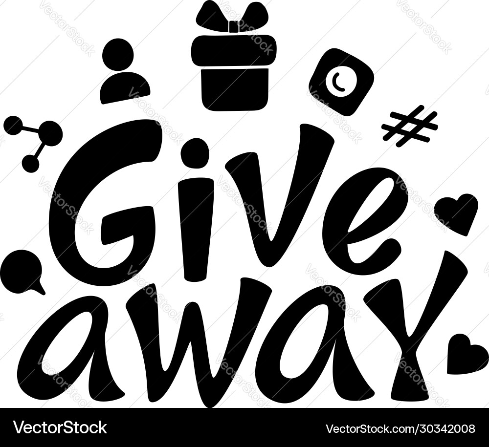 Giveaway hand drawn sign with communication icon Vector Image