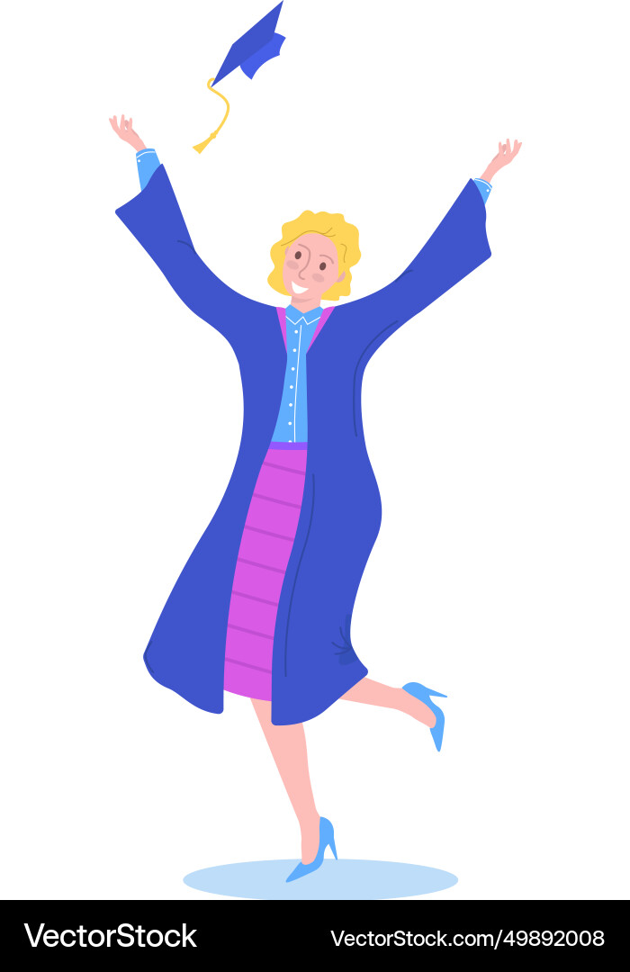 Graduation girl character school Royalty Free Vector Image