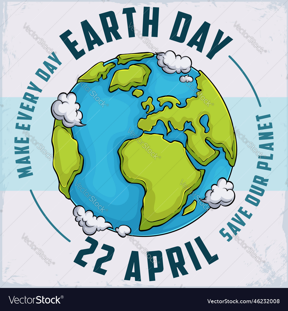 Hand drawn earth planet for happy earth day Vector Image