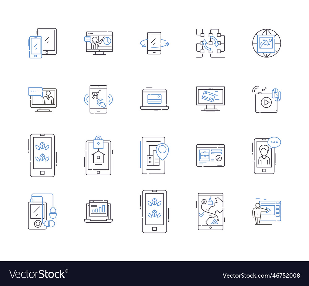 Internet and high tech outline icons collection Vector Image
