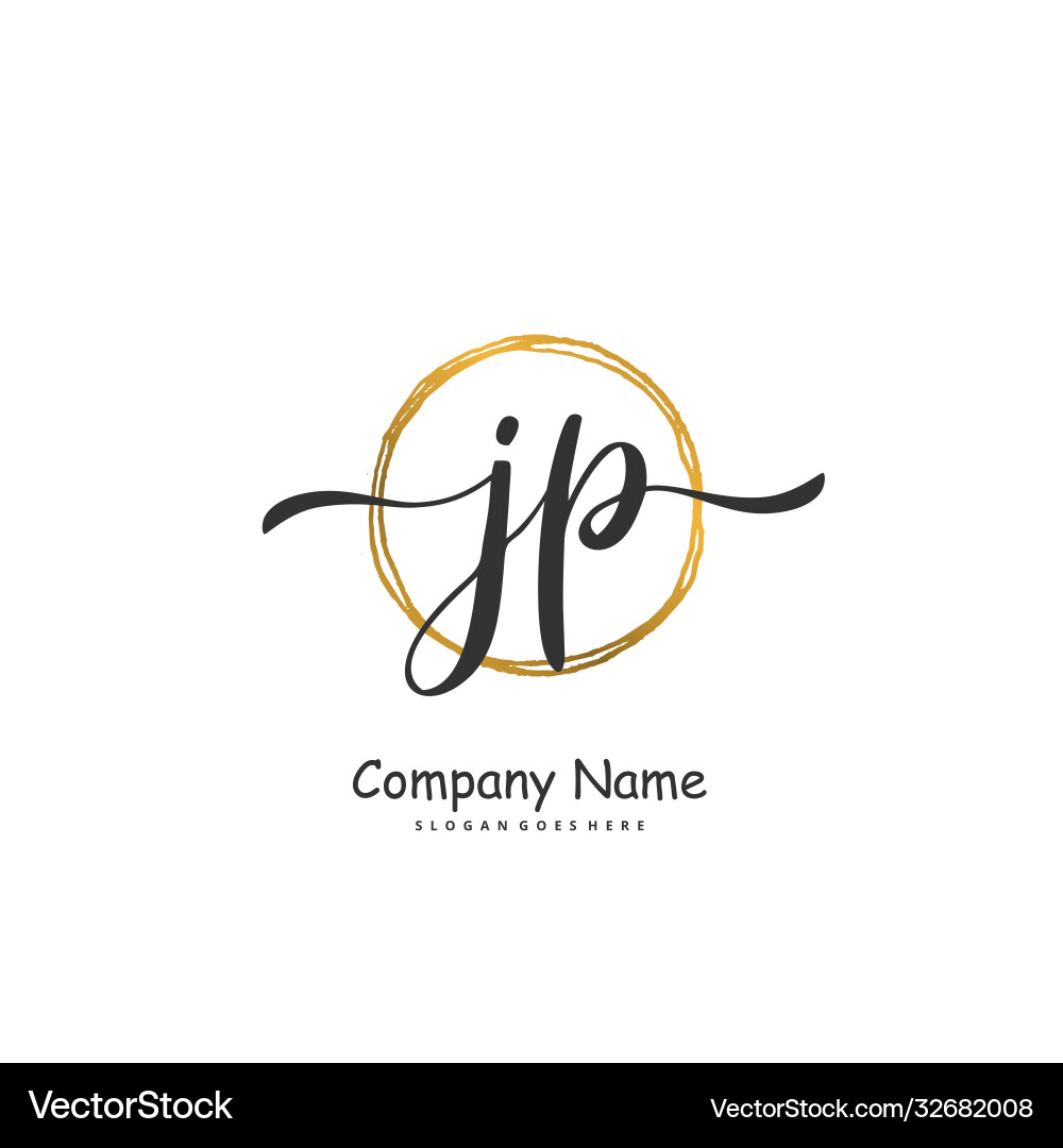 J p jp initial handwriting and signature logo Vector Image