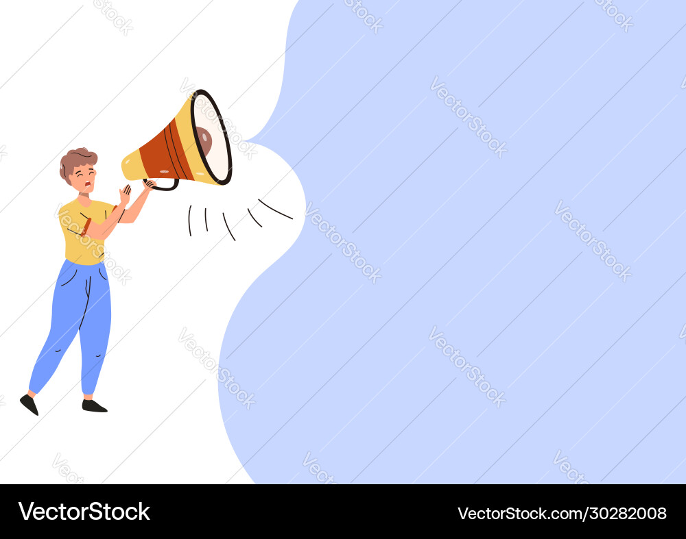 Man shouting in loudspeaker marketing Royalty Free Vector