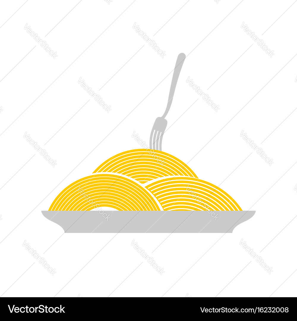 Pasta in plate and fork isolated spaghetti food Vector Image