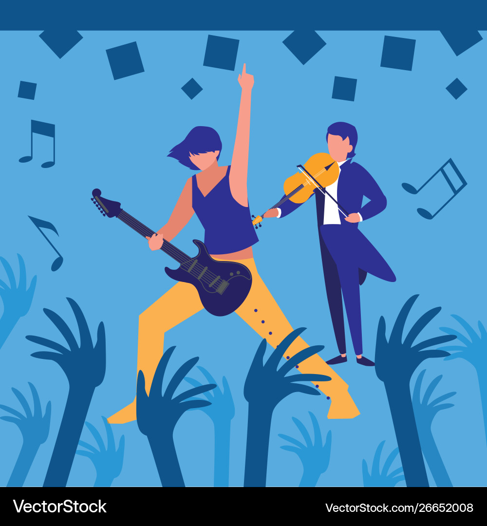 People musicians concert event design Royalty Free Vector