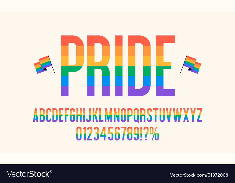 Rainbow flag colors alphabet Royalty Free Vector Image