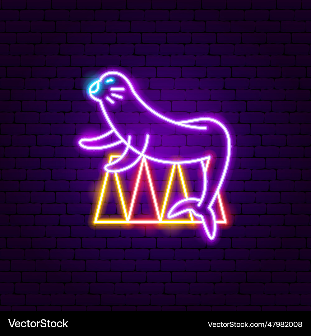 Seal pedestal neon sign Royalty Free Vector Image