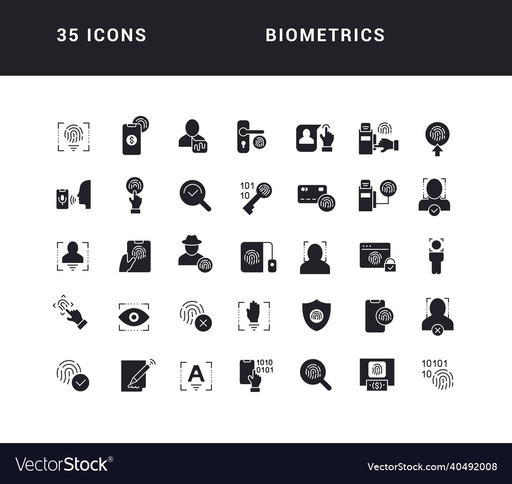 Set of simple icons of biometrics Royalty Free Vector Image