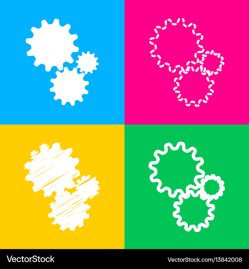 Settings sign four styles of icon Royalty Free Vector Image