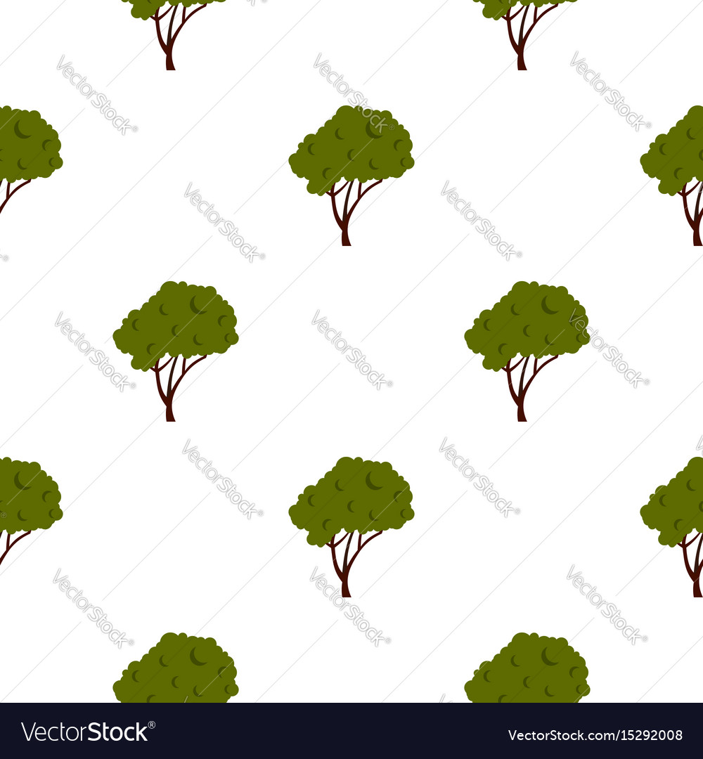 Tree with fluffy crown pattern flat Royalty Free Vector