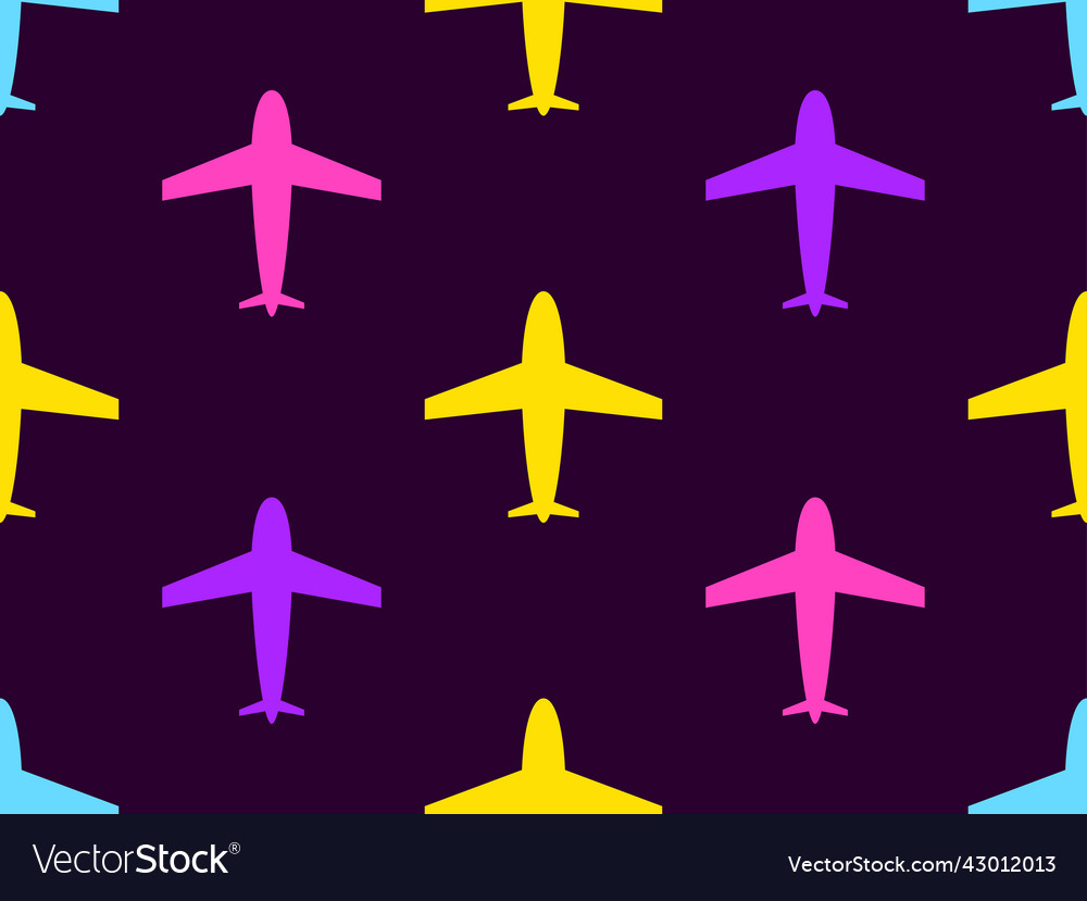 Airplanes seamless pattern multi-colored outlines Vector Image