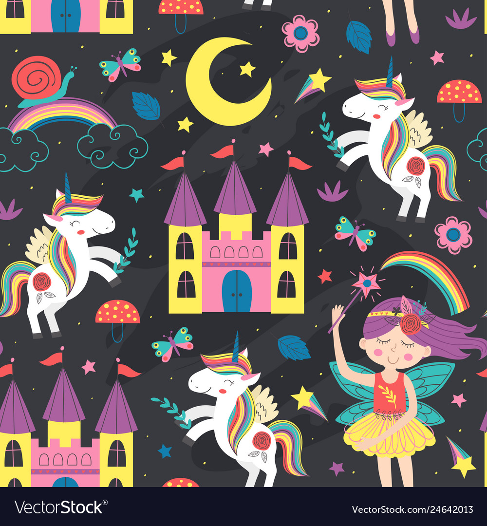 Basic rgbseamless pattern with magic characters Vector Image
